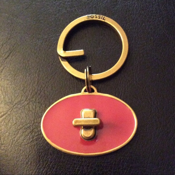 Fossil | Accessories | Fossil Gold Tone Pink Keychain Bag Charm | Poshmark